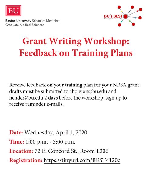 4/1 Grant Writing Workshop (virtual) | Graduate Medical Sciences