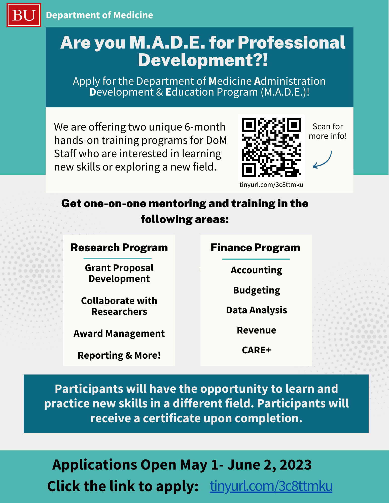 Applications Now Open for DoM M.A.D.E. Staff Development Program ...